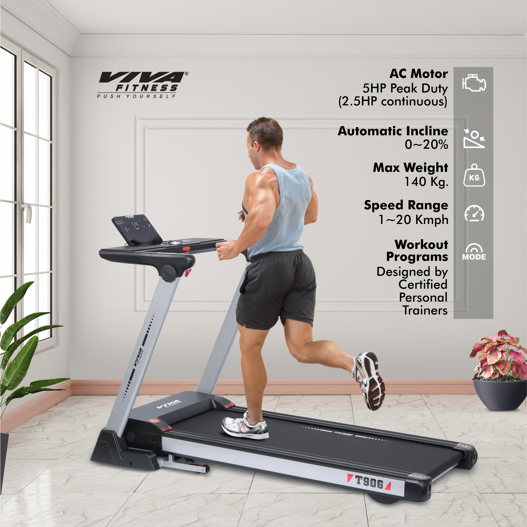 T-906 Motorized Treadmill - VIVA FITNESS